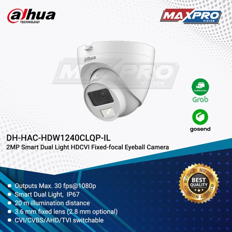 Jual DH-HAC-HDW1240CLQP-IL - DAHUA HD 2MP DUAL LIGHT TURRET CAMERA | Shopee Indonesia
