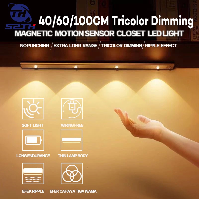Jual 40/60/100CM Tricolor Dimming Magnetic Motion Sensor Led Lampu ...