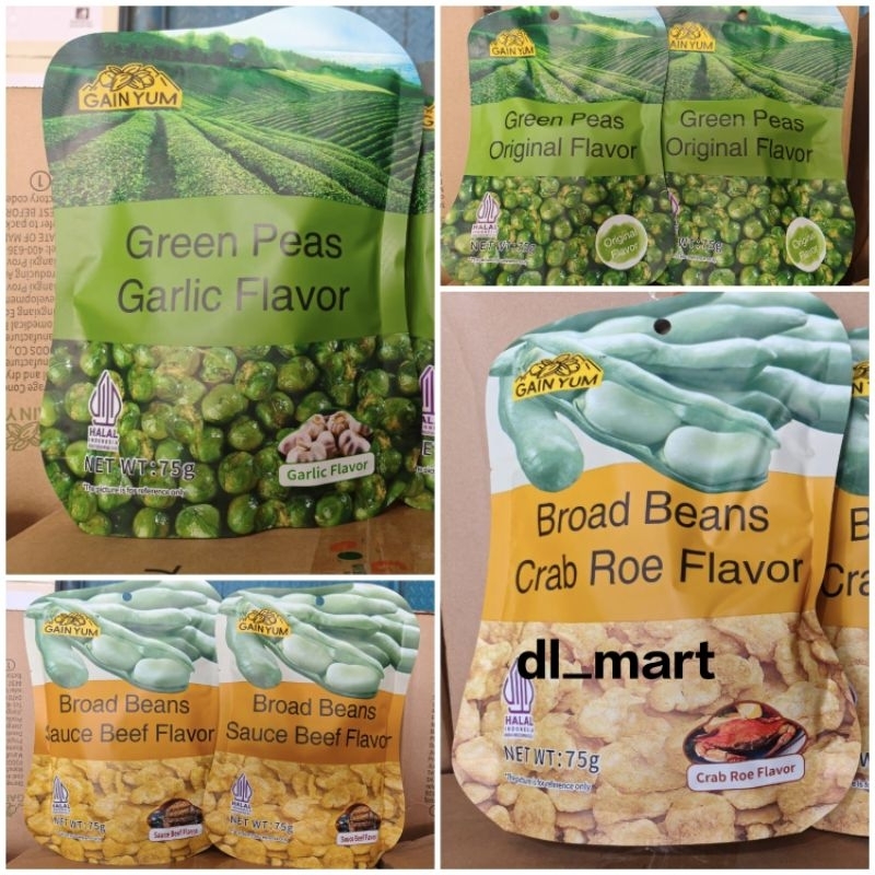 Jual Gain Yum Crab Roe Flavour Beans 75g Peas Original Peas Garlic ...