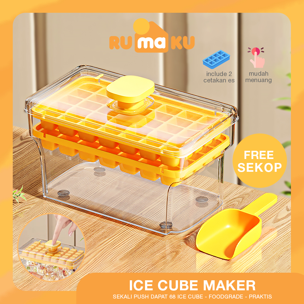 Jual Rumaku Cetakan Es Batu 32 Grid Tempat Es Batu Dengan Tutup Ice ...