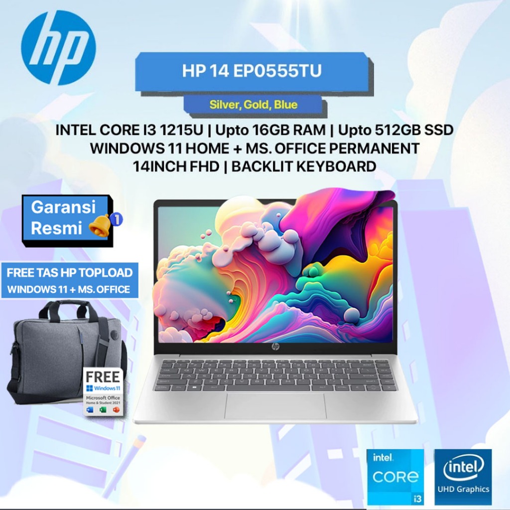 Jual LAPTOP HP 14 INTEL CORE I3 1215 8GB 512GB W11+OHS 14.0FHD IPS BLIT ...