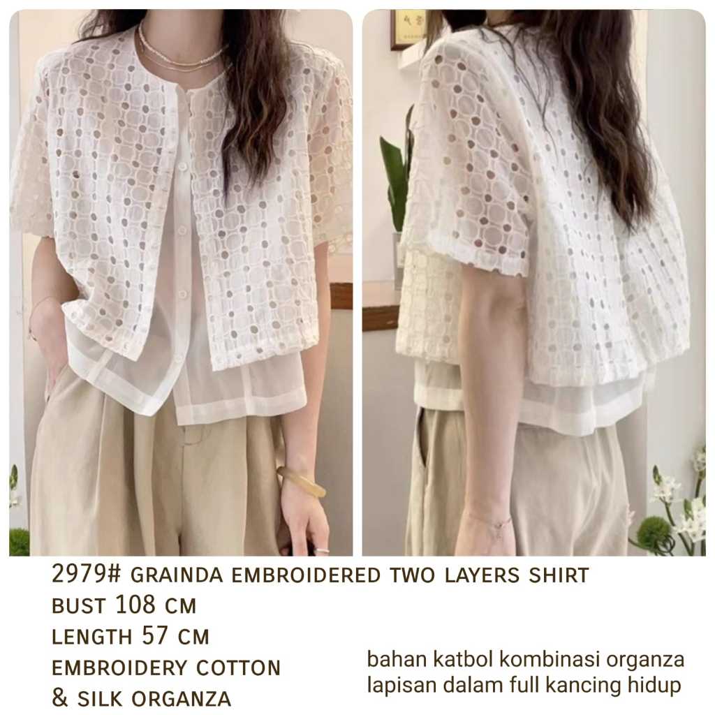 Jual SALE MURAH BLOUSE 2979 3M THREE M TM grainda embroidered two ...