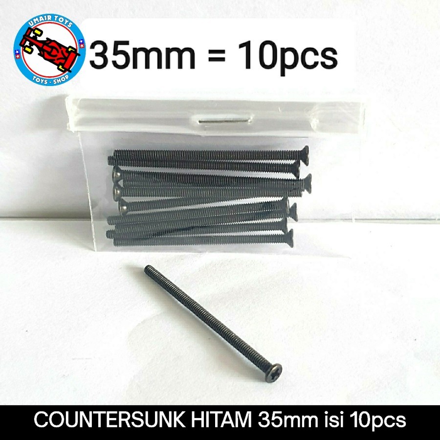 Jual Baut Tamiya Countersunk M2 isi 10pcs uk 35mm kepala pipih baut ...