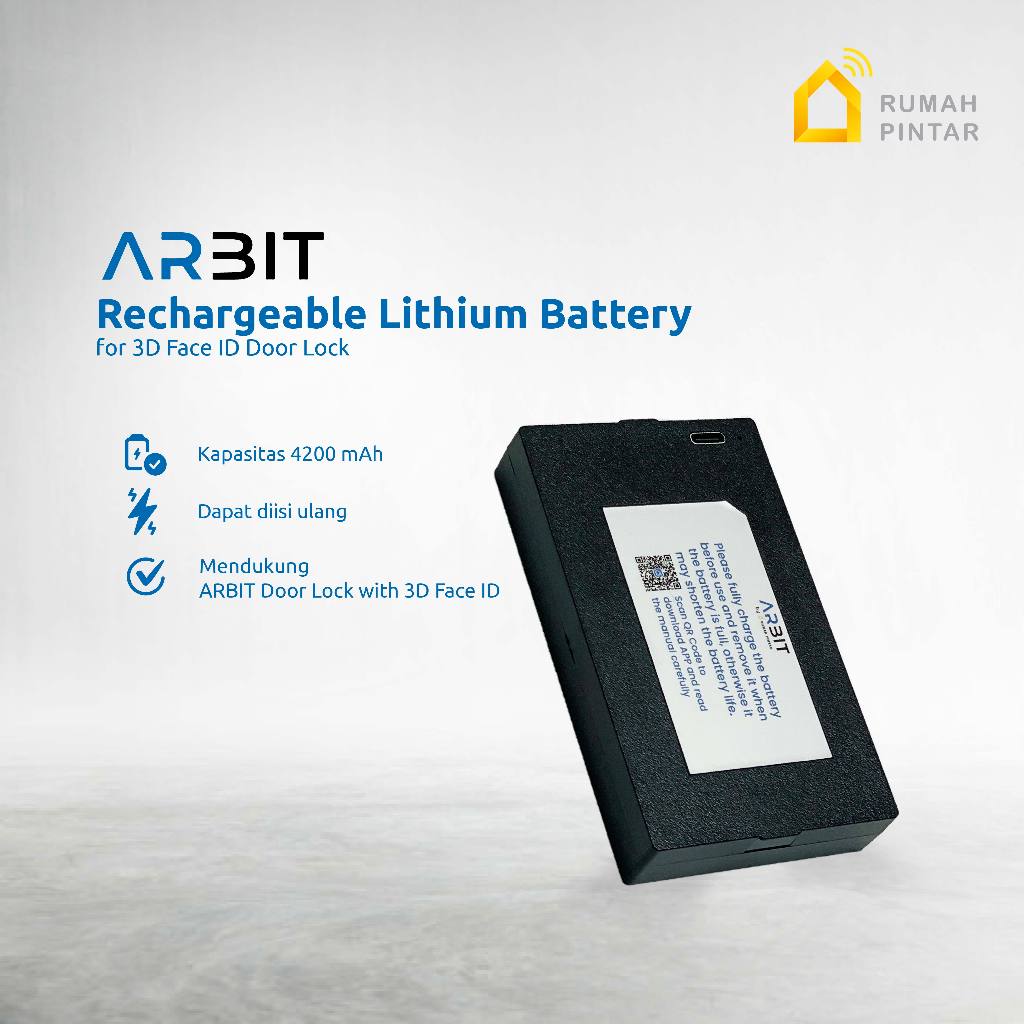 Jual Baterai Rechargeable Lithium Battery for ARBIT 3D Face ID Door ...