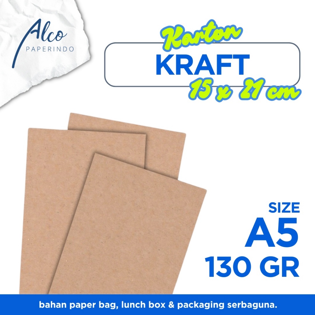 Jual Kertas Karton Kraft Craft Paper Liner 130gr ukuran A5 (15x21 cm ...