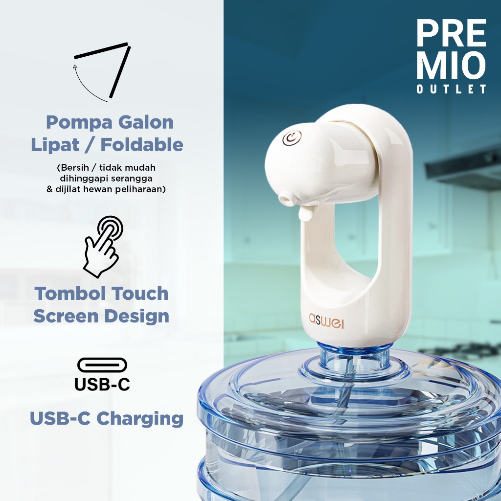 Jual PREMIO Pompa Dispenser Air Galon Lipat Elektrik USB Rechargeable ...