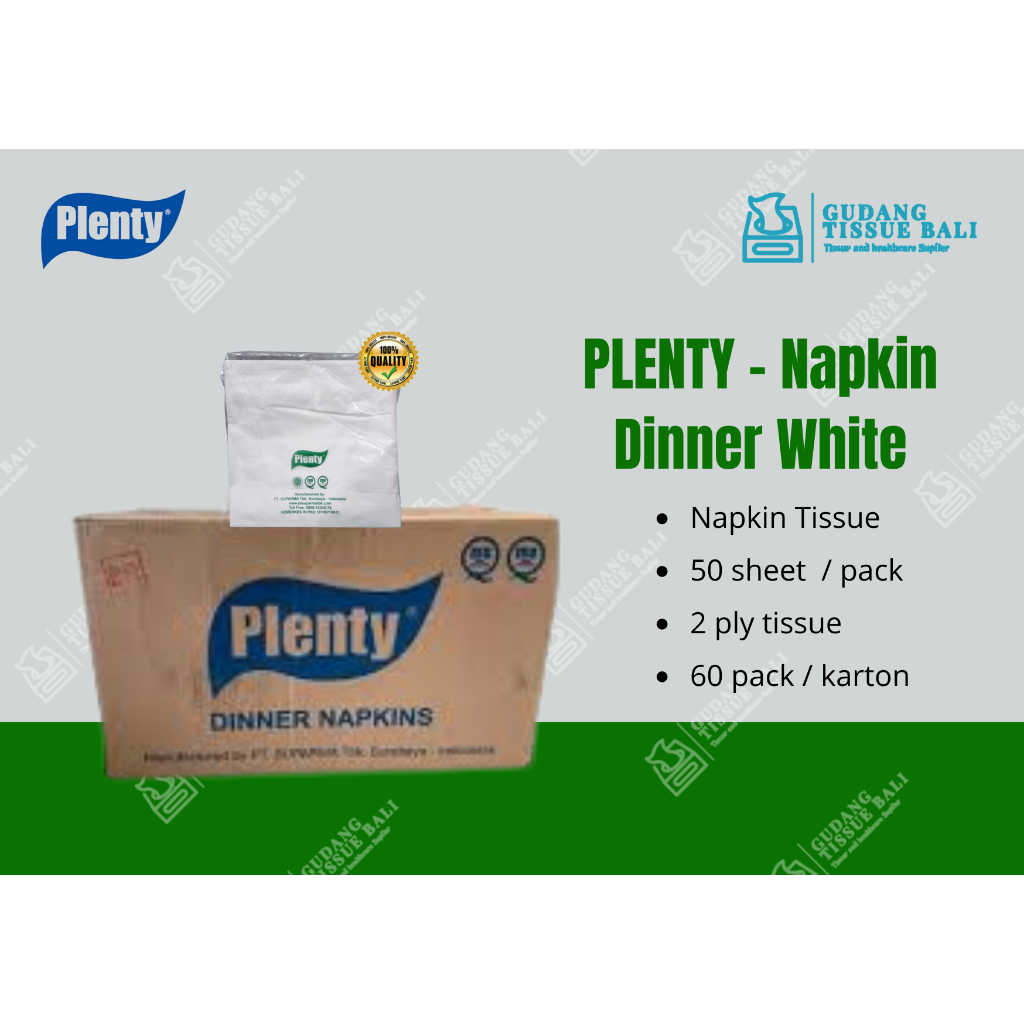 Jual Plenty - Tisu Makan Putih / Tissue Napkin Dinner White 50's - 48 ...