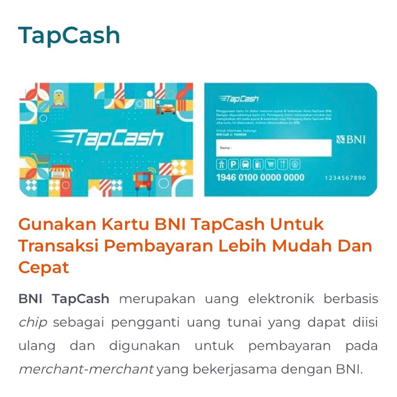 Jual Kartu Tap Cash Bank BNI Original (NFC) Card | Shopee Indonesia