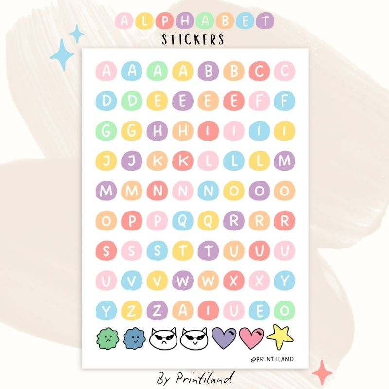 Jual Stiker Alfabet Huruf, Sticker Alphabet Sheet, Aesthetic Journaling ...