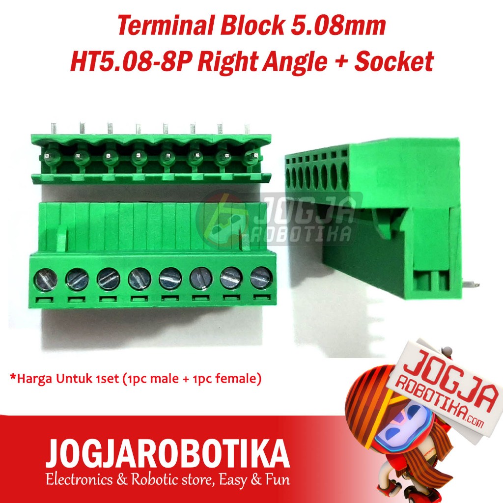 Jual Terminal Block 5.08mm HT5.08-8P Right Angle + Socket | Shopee ...
