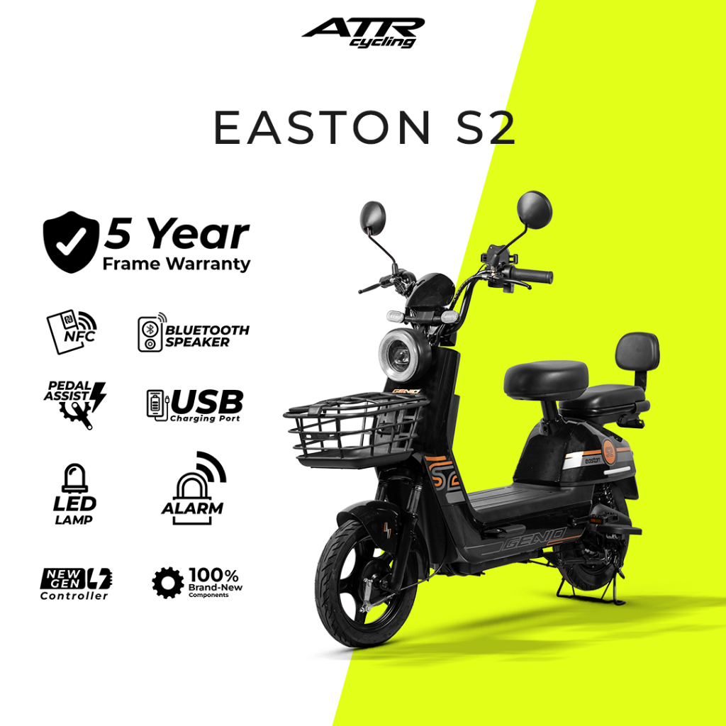 Jual SEPEDA LISTRIK E-MOPED 14" GENIO EASTON S2 (25) BK-GDGY | Shopee ...