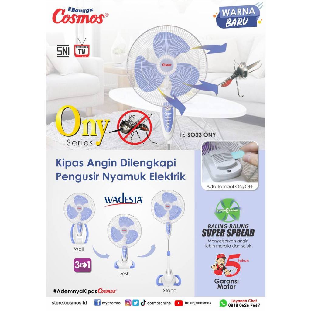 Jual Cosmos Stand Fan Kipas Angin Berdiri Cosmos 16 SO33 ONY | Shopee ...