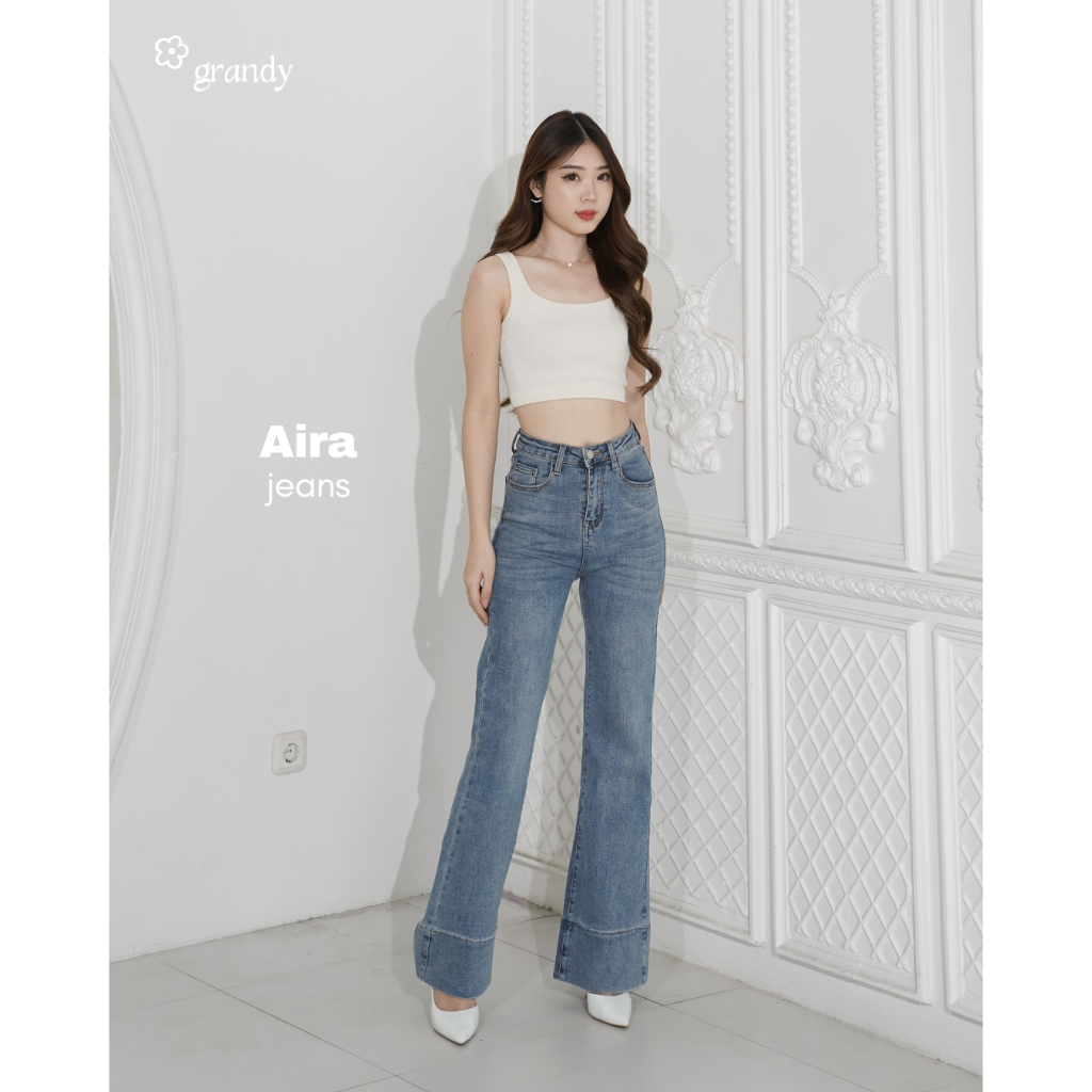 Jual 【𝗥𝗘𝗔𝗗𝗬】 GRANDY - Aira Jeans / Celana Jeans Wanita | Shopee Indonesia