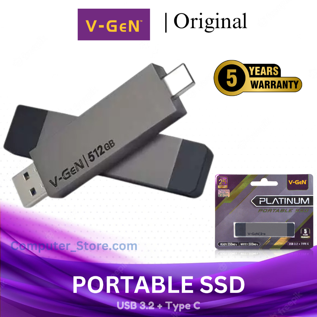 Jual SSD Portable V-Gen 128GB 256GB 512GB 1TB 2TB External Usb 3.2 ...