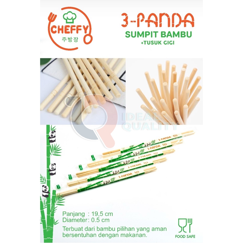 Jual Sumpit Bambu Cheffy Steril + Tusuk Gigi PANDA 1 Pack isi 50 set ...
