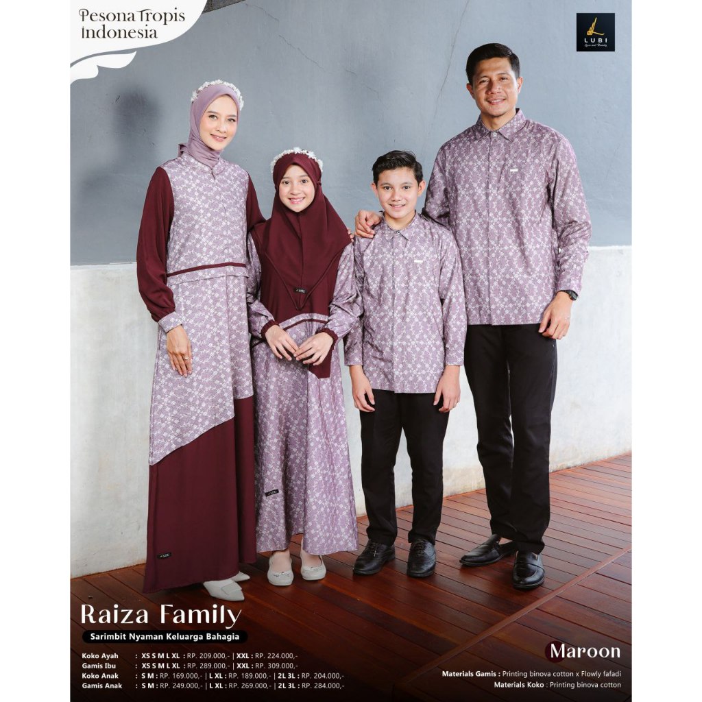 Jual SARIMBIT LUBI 2025 RAIZA FAMILY MAROON TERBARU SET KELUARGA ...