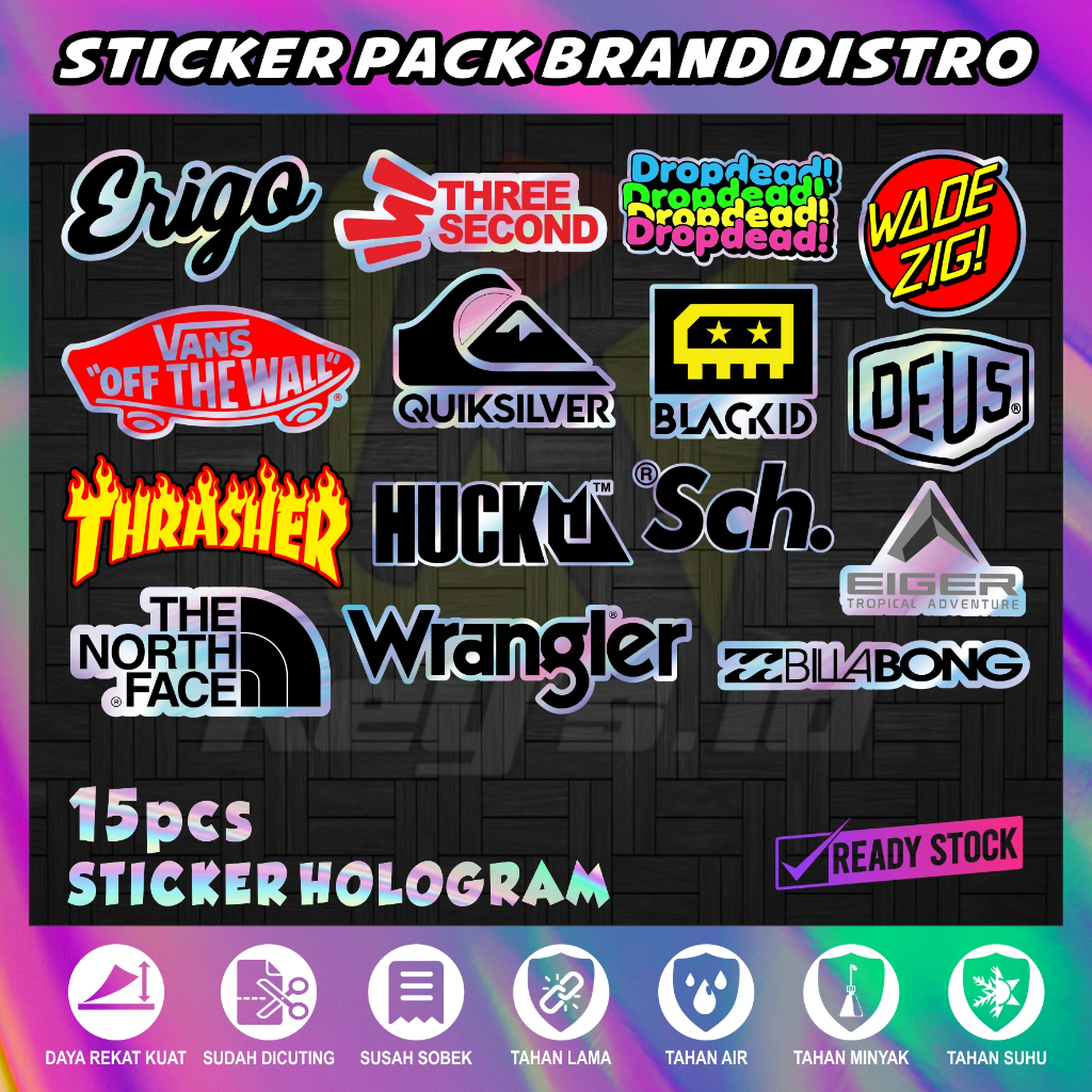 Jual STICKER PACK HOLOGRAM BRAND DISTRO HYPEBEAST AESTHETIC, STICKER ...