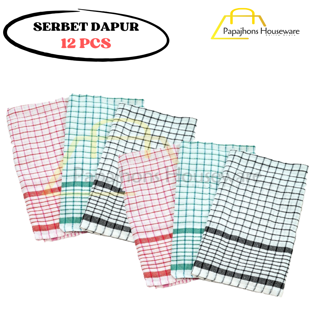 Jual Serbet Dapur Kain Lap Piring Motif Kotak 12 Pcs | Shopee Indonesia