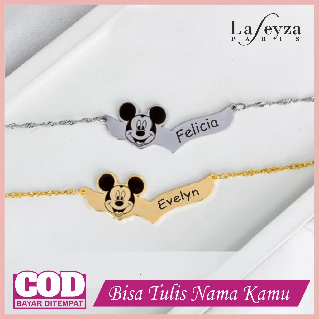 Jual Felicia Necklace Mickey Logo - Kalung Anak Titanium Ukir Nama ...