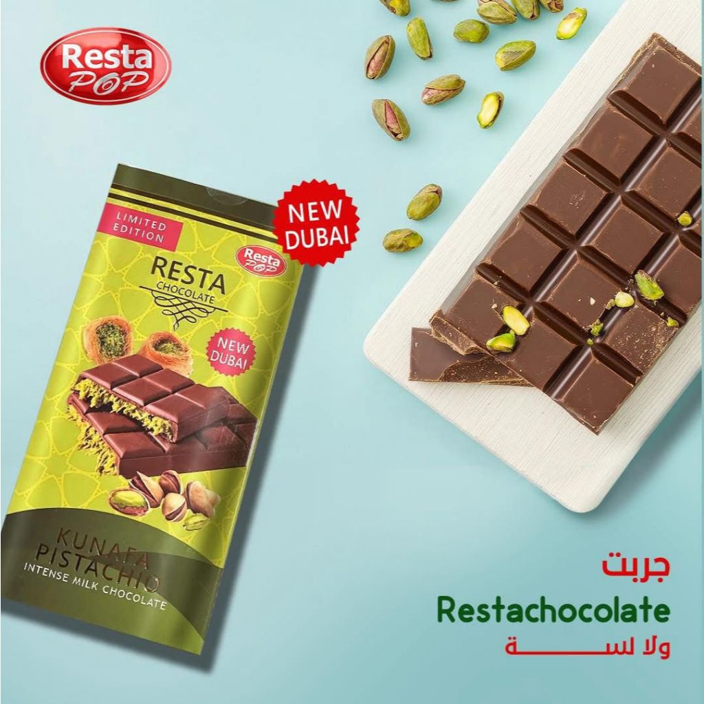 Jual Cokelat Dubai Kunafa Pistachio | Resta Pop | Limited Edition | Shopee Indonesia