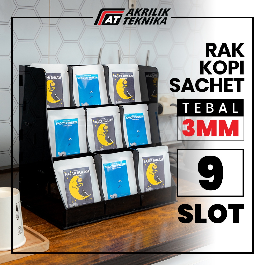 Jual Rak Kopi Sachet 9 Slot / Dispenser Organizer Cafe / Rak Display ...