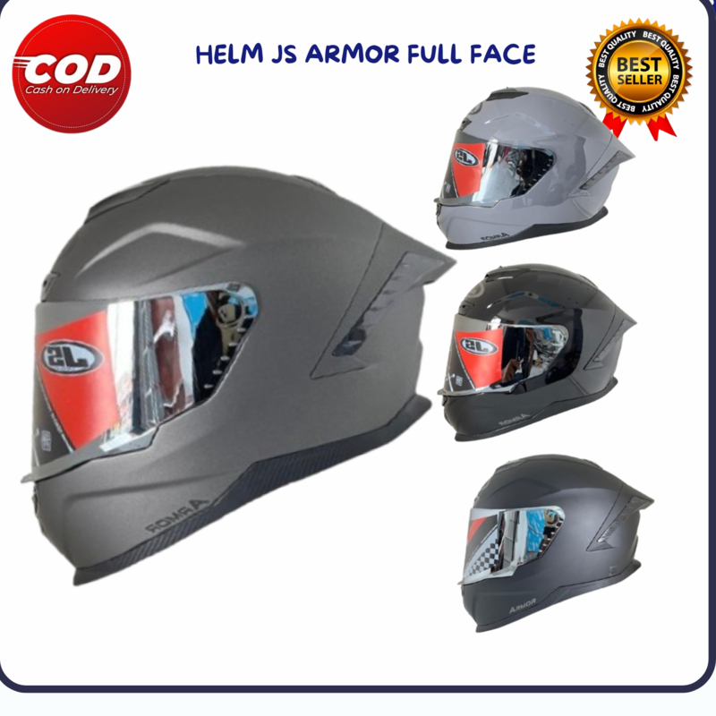Jual Helm JS ARMOR FULL FACE POLOS /Sudah SNI/Paket Ganteng/Helm Pria ...