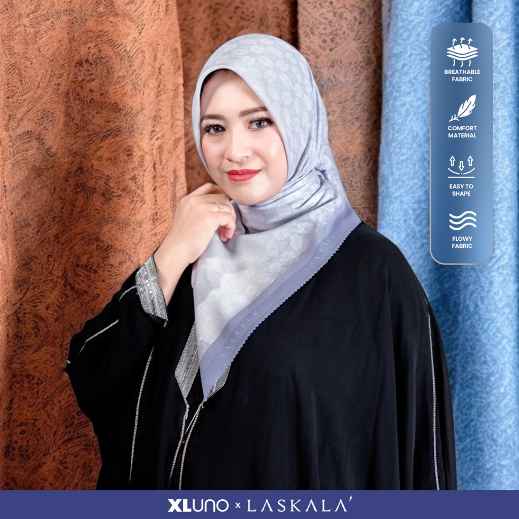 Jual XLUNO x Laskala Batik Scarf Premium Calla Lily Blue Voal Ultrafine Hijab Square Segi Empat ...