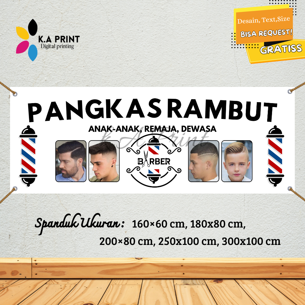 Jual Cetak Spanduk Banner Usaha Pangkas Rambut Barbershop Haircut Bisa ...