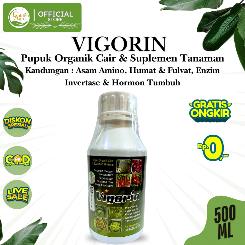 Jual VIGORIN PUPUK ORGANIK CAIR 500ML ML KANDUNGAN UNSUR HARA LENGKAP ...