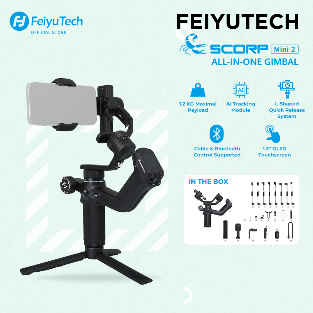 Jual Feiyu Scorp Mini 2 New ALL-IN-ONE gimbal with built-in AI tracker | Shopee Indonesia