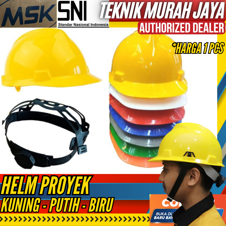 Jual PROMO Helm Proyek MSK ( Safety Helmet ) Sertifikat SNI ANSI - 1set ...