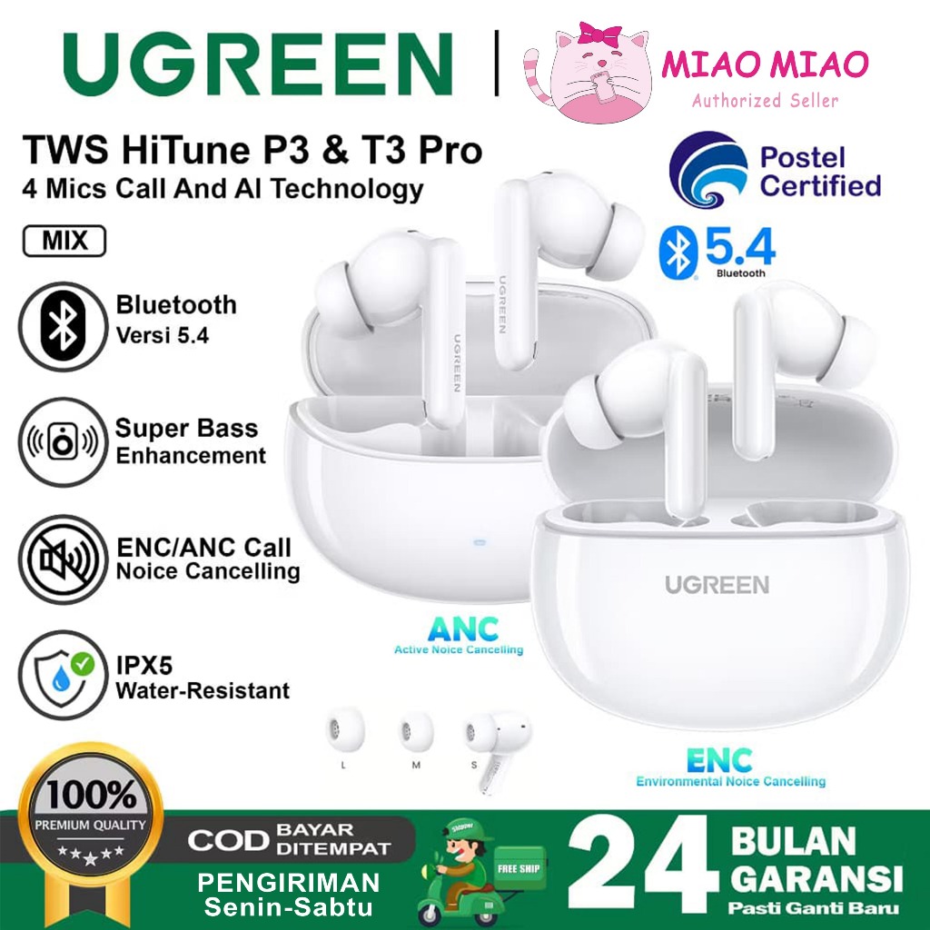 Jual UGREEN Premium TWS HiTune P3 S3 Handsfree Earphone Bluetooth 5.4 Ergonomic Sport Design ...