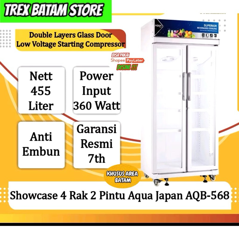 Jual SHOWCASE 4 RAK 2 PINTU AQUA JAPAN AQB 568 UK 455L GARANSI RESMI ...