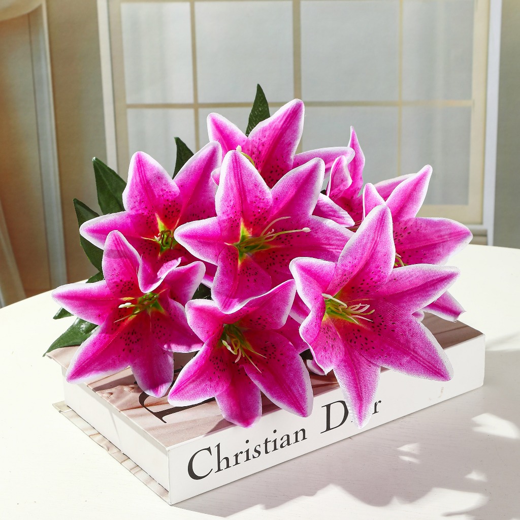 Jual Bunga lily tiruan 9 kuntum grosir bunga buatan bunga untuk pesta ...