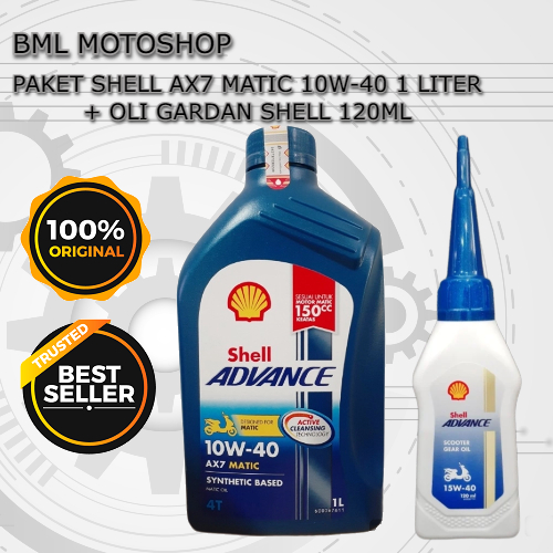 Jual Paket Oli Shell Advance AX7 Matic 10W-40 1L dan Oli Gardan Shell 120ml Orisinil AX7 Scooter ...