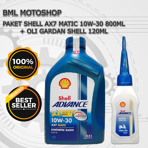 Jual Paket Oli Shell Advance AX7 Matic 10W-30 800ml dan Oli Gardan ...