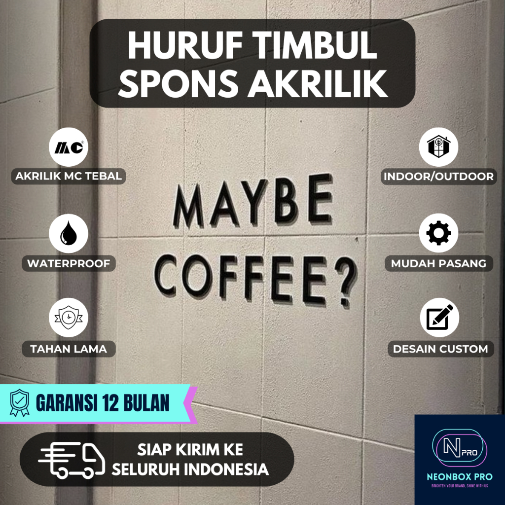 Jual Huruf Timbul Akrilik Spons 3d Custom Plang Nama Usaha Toko Kantor ...
