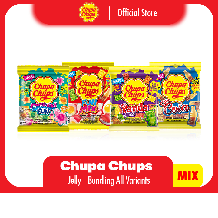 Jual Chupa Chups Jelly Fun Mix, Ocean Fun, Panda Bears & Cool Cola - Permen Gummy Jelly Lunak ...
