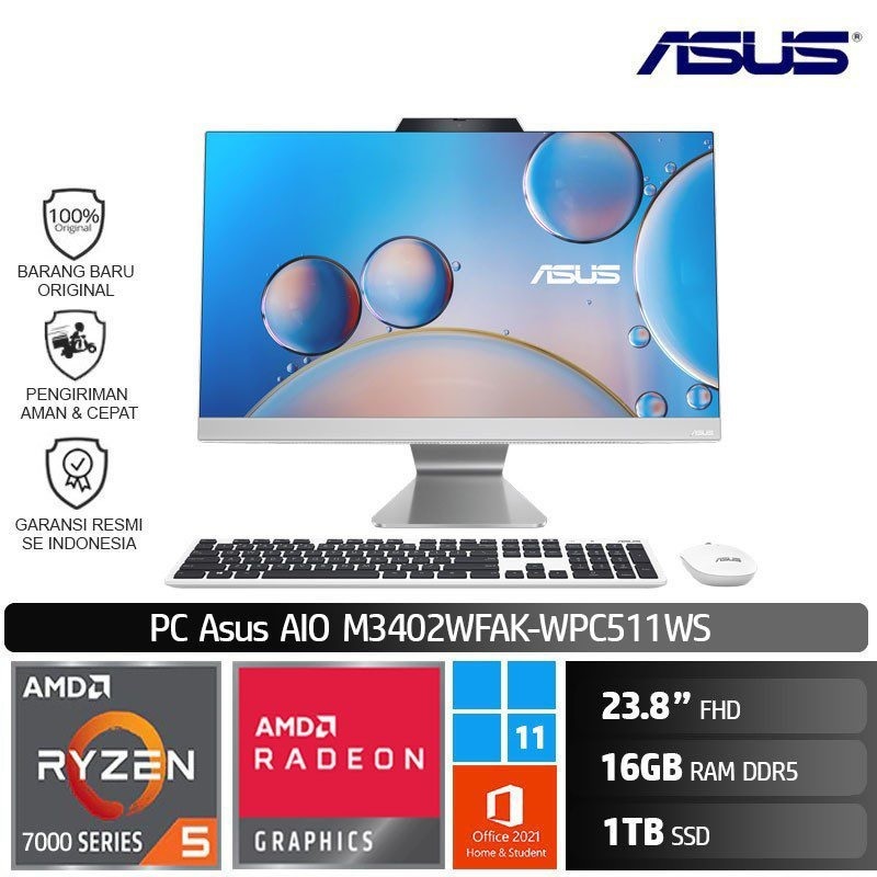 Jual PC Asus All-in-One PC M3402-WFAK-WPC511WS [AMD Ryzen 5 7520U | 23. ...