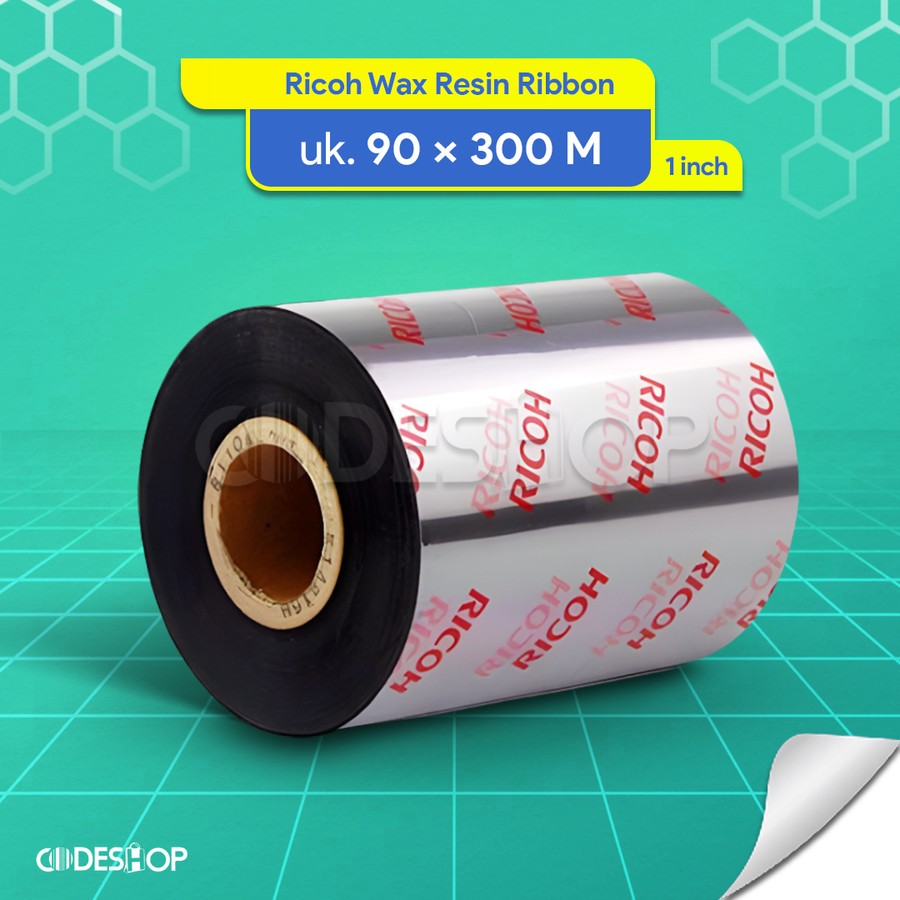Jual Pita Ribbon Tinta Printer RICOH Barcode Wax Resin Ukuran 90 x 300 ...