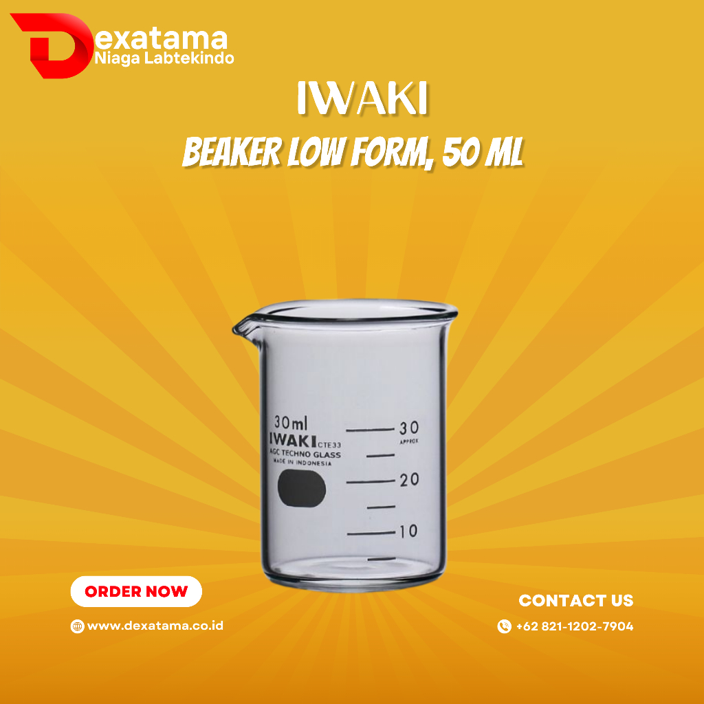 Jual IWAKI Beaker Glass 50ml Low Form l Gelas Kimia 50 ml Borosilicate Kaca Tahan Panas 1000BK50 ...