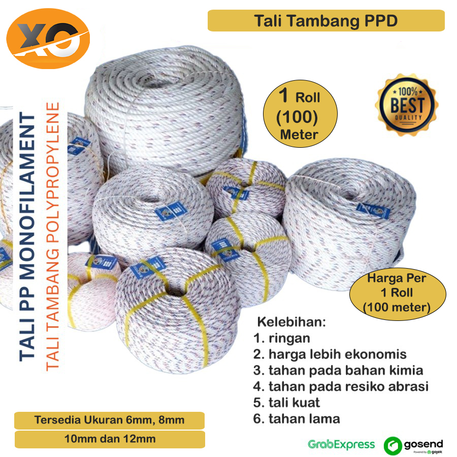 Jual Tali Tambang PPD 6mm 8mm 10mm 12mm Tali Tambang PP Monofilament ...