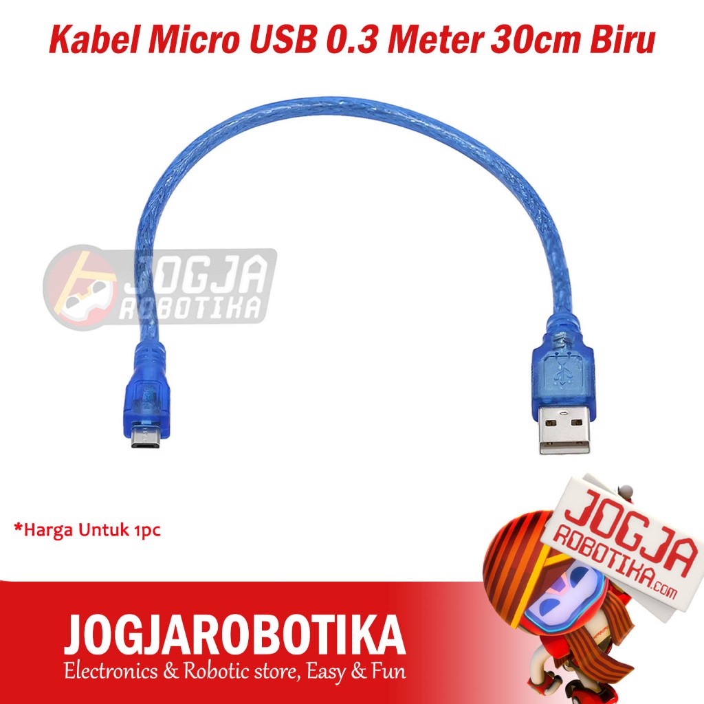 Jual Kabel Micro USB 0.3 Meter 30cm Biru for Arduino DUE / Nano ...