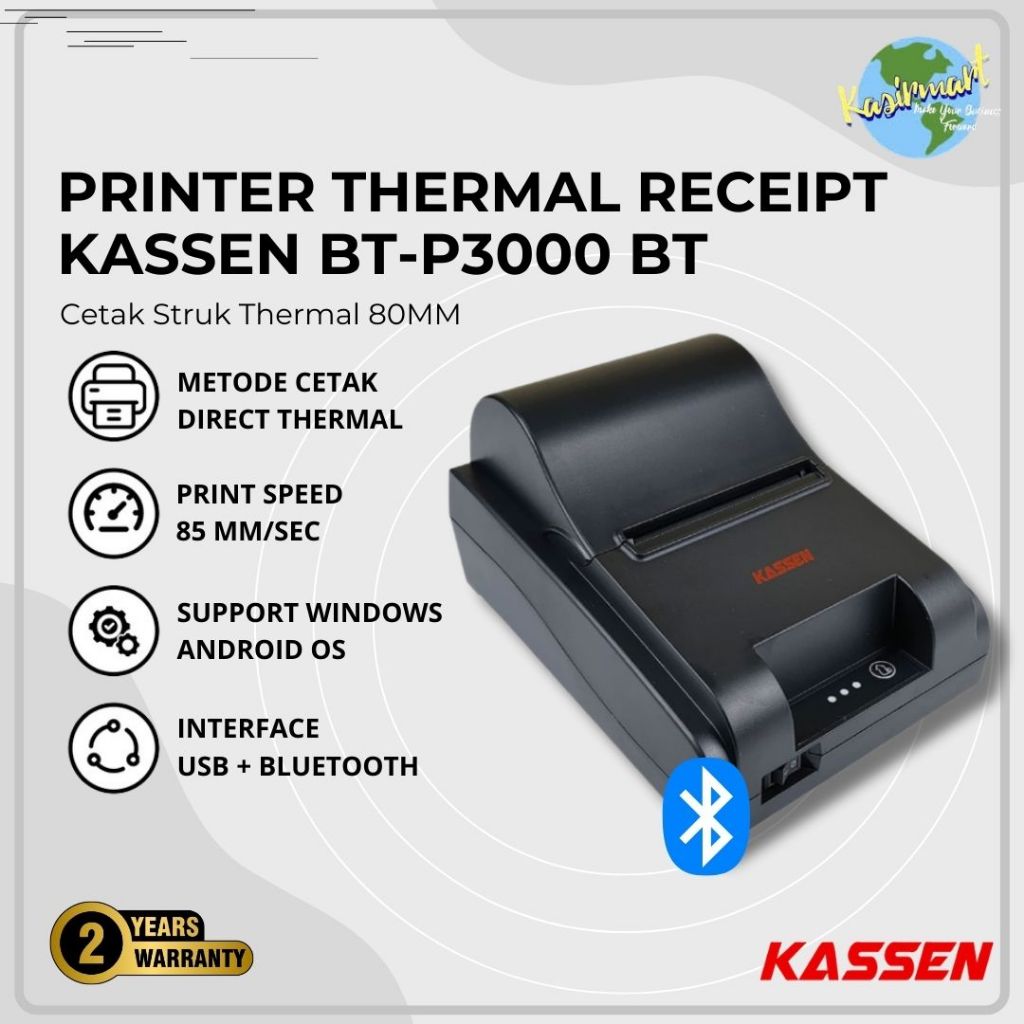 Jual Kassen BTP3000 Printer Thermal Bluetooth 80mm RPP02N USB BT-P3000 ...