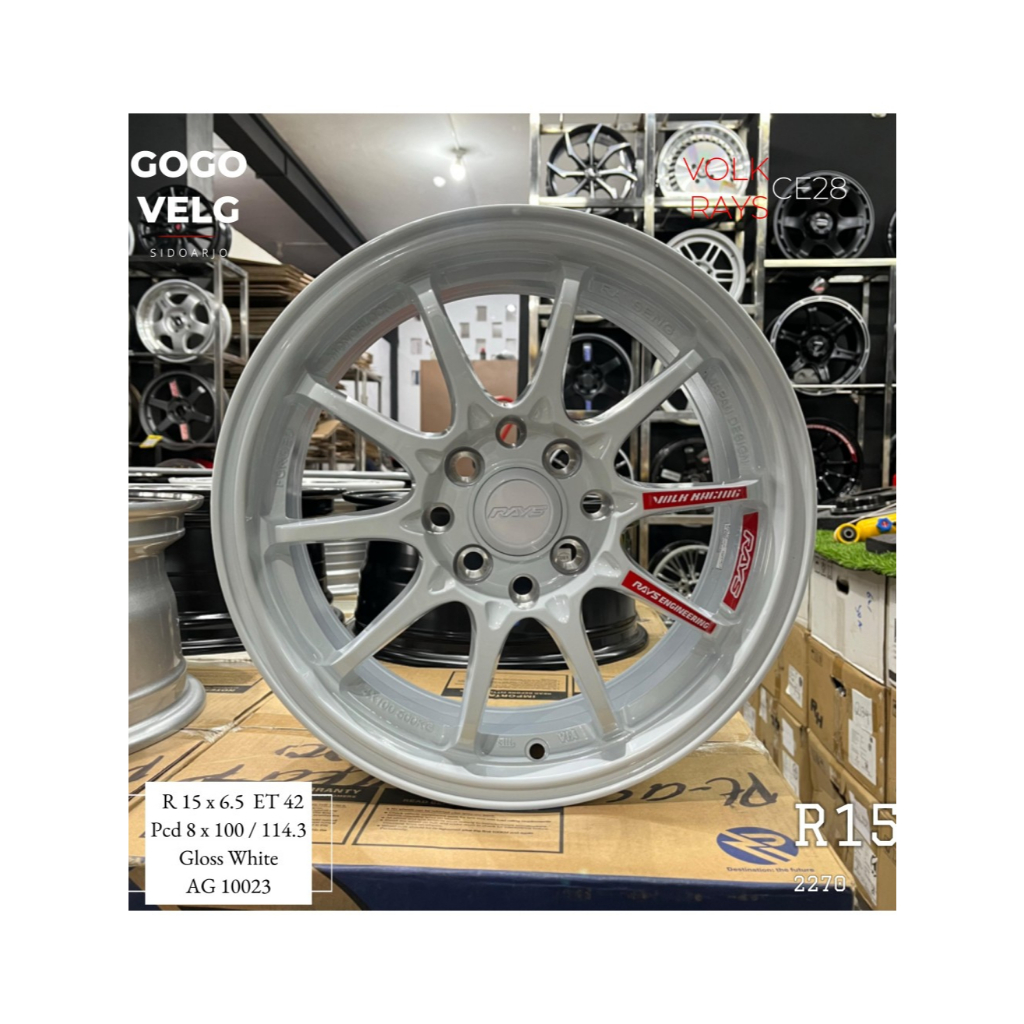 Jual Velg Mobil R15 Rays CE28 Gloss White PCD 8X100/114,3 Lebar 6,5 ET 42 Ring 15 Avanza Brio ...