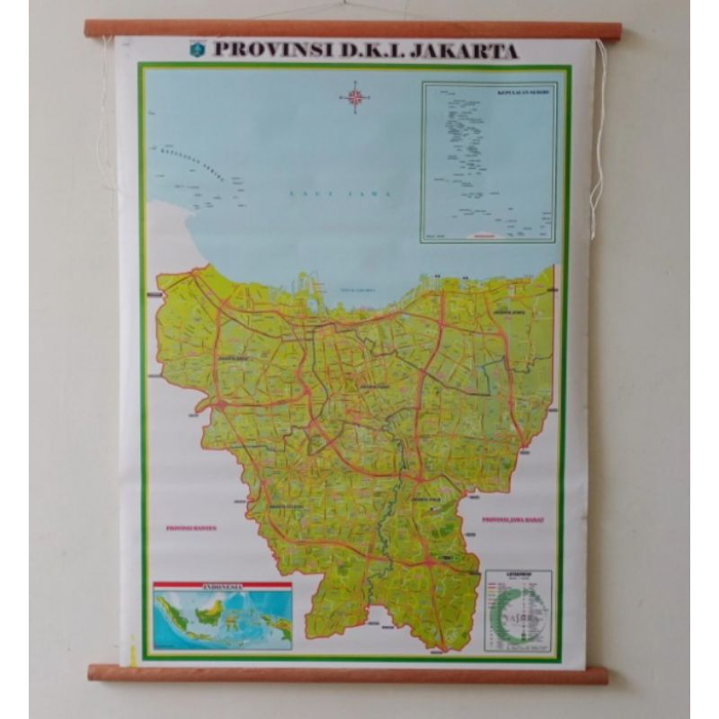 Jual Peta Bingkai Provinsi DKI. Jakarta Kecil ukuran 102 x 72cm | Shopee Indonesia