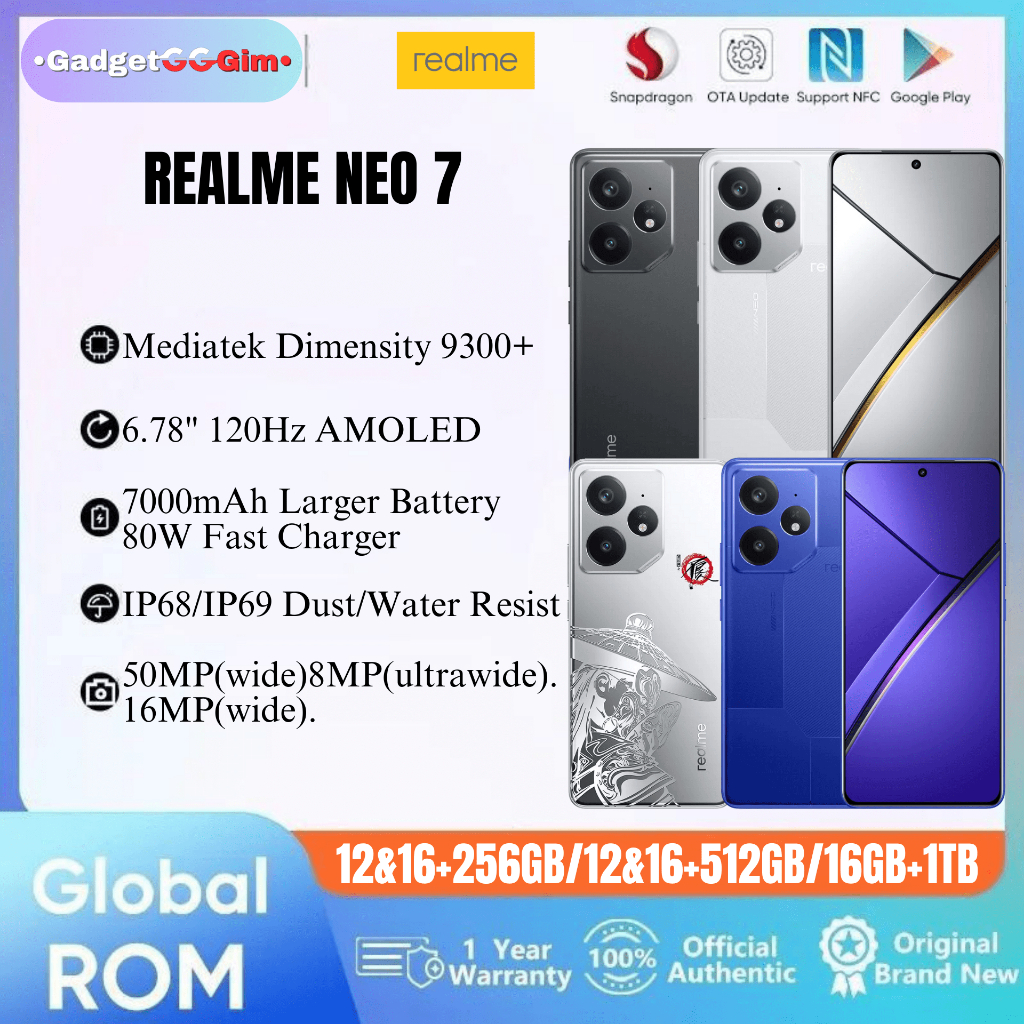 Jual Realme Neo 7 / Realme Neo7 5G Dimensity 9300+ 120Hz 7000mAh 80W IP68/69 BNIB Garansi Resmi ...
