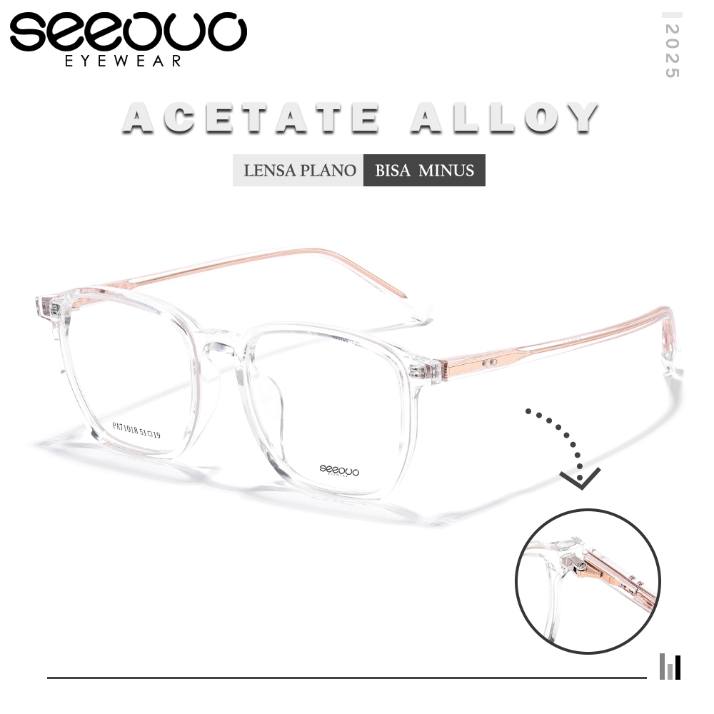 Jual Seeouo Acetate Alloy Kacamata Style Kotak Transparant Lensa Plano Bisa Minus Antiradiasi ...