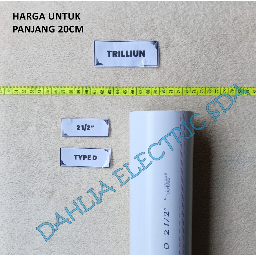 Jual PIPA PVC 2 1/2" D PANJANG 20CM TRILLIUN | Shopee Indonesia