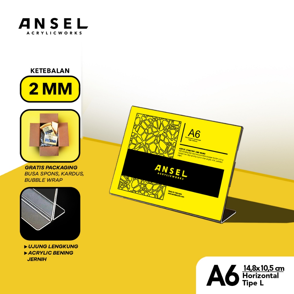 Jual ANSEL Tent Holder Akrilik Tipe L /A6 Horizontal Landscape 14,8x10 ...
